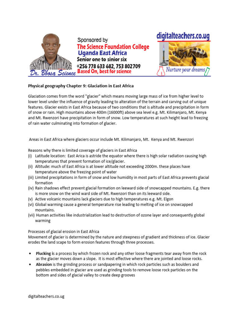 Physical Geography Chapter 9 Glaciation in East Africa | PDF | Glacier ...