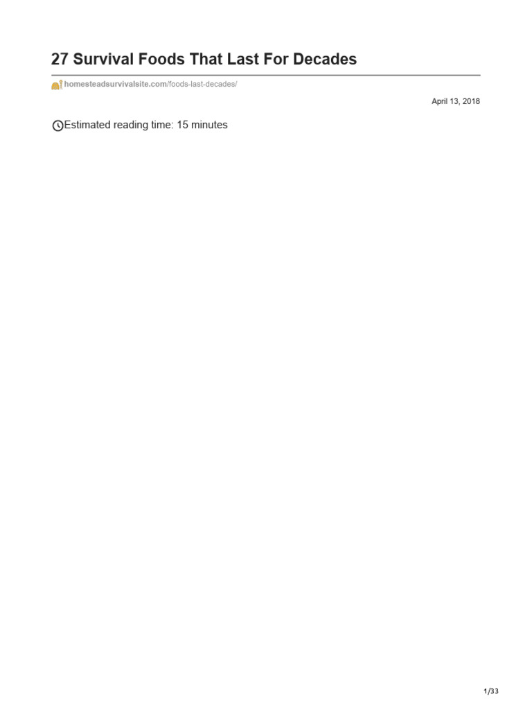 27 Survival Foods That Last For Decades | PDF | Chocolate | Pasta