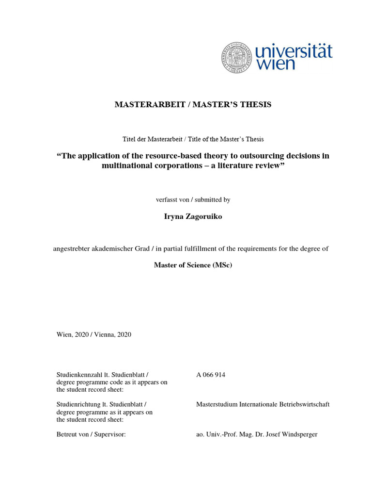 Masterarbeit / Master'S Thesis | PDF | Competitive Advantage ...