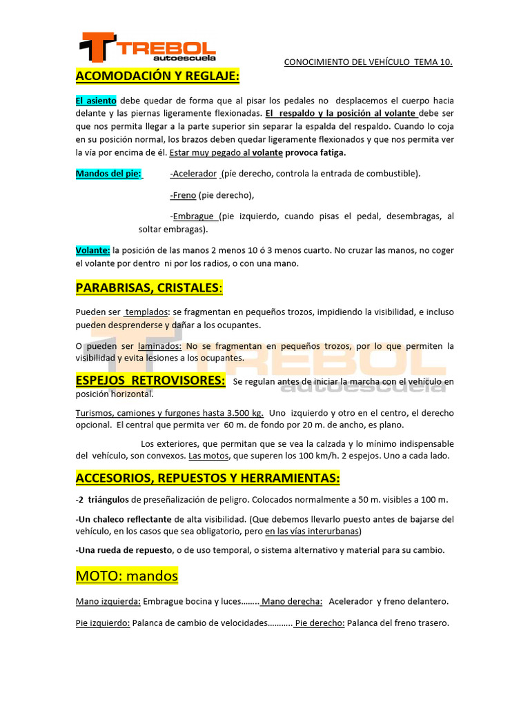 Ajustes y Seguridad en la Conducción | PDF