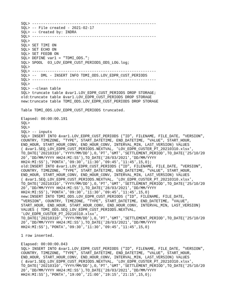 03 LOV EDPR CUST PERIODS ODS Log | PDF | Computing | Software