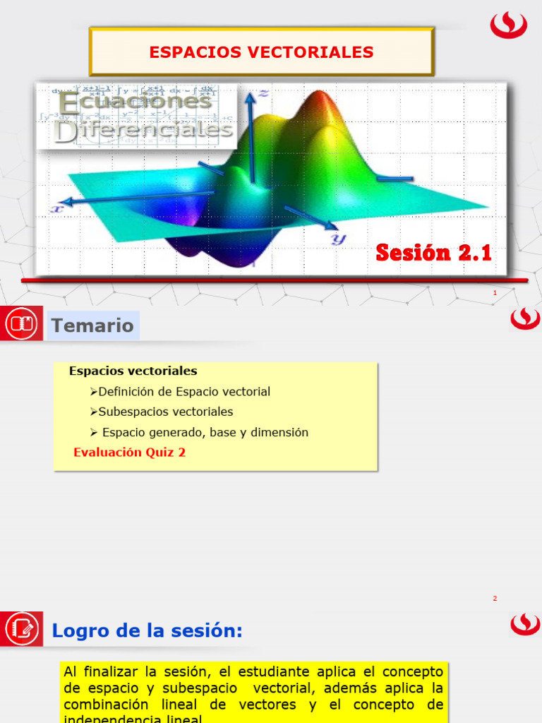 CE89__Sesión 2.1 - Espacios vectoriales | PDF | Espacio vectorial | Vector Euclidiano