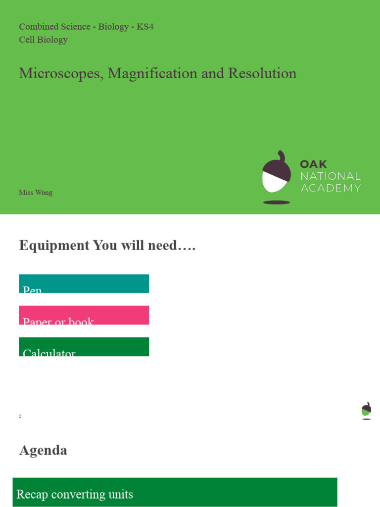 Microscopes, Magnification and Resolution - Presentation | PDF | Microscope | Glass Applications