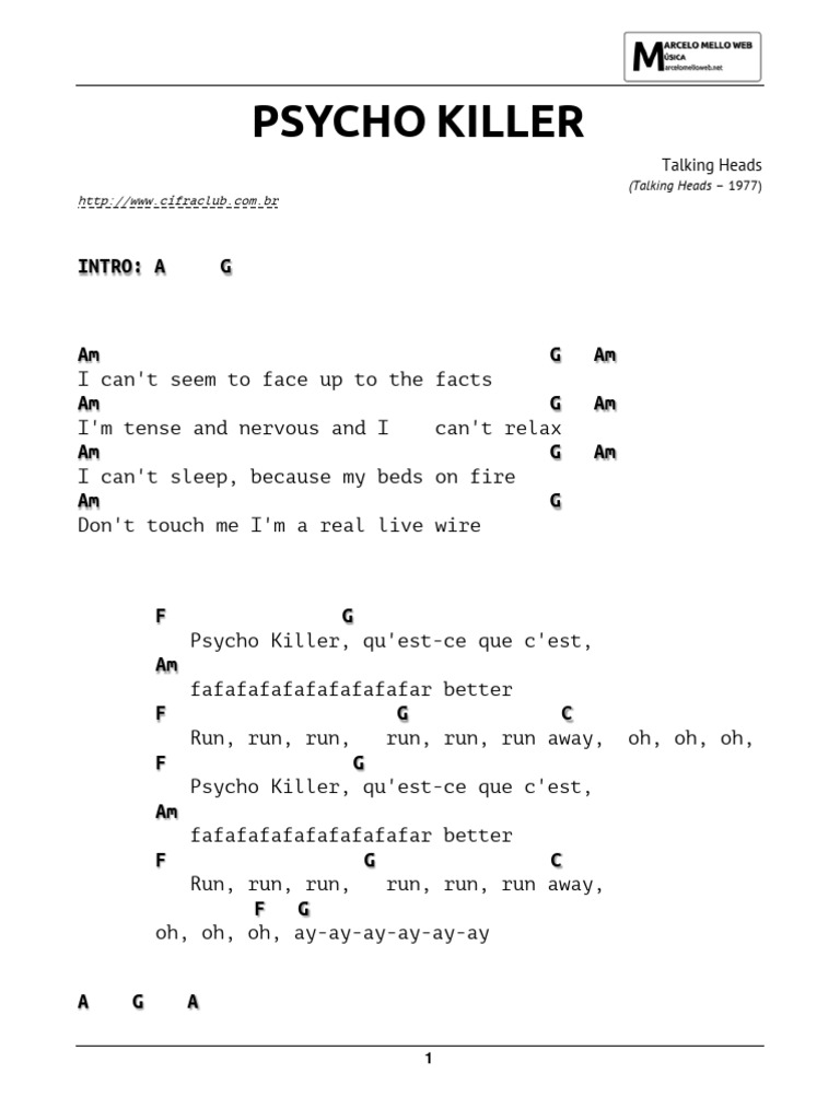 Psycho killer (Talking Heads) | PDF | Músicas | Música