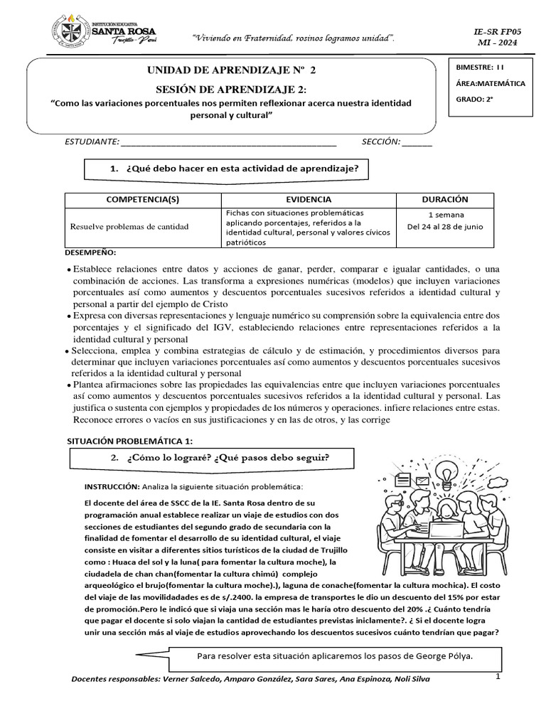2do - MATERIAL IMPRESO ACT 2 Aumento y Descuento | PDF | Aprendizaje