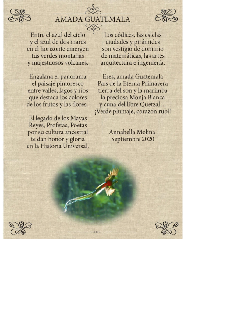 Poema de Guatemala - Amada Guatemala | PDF