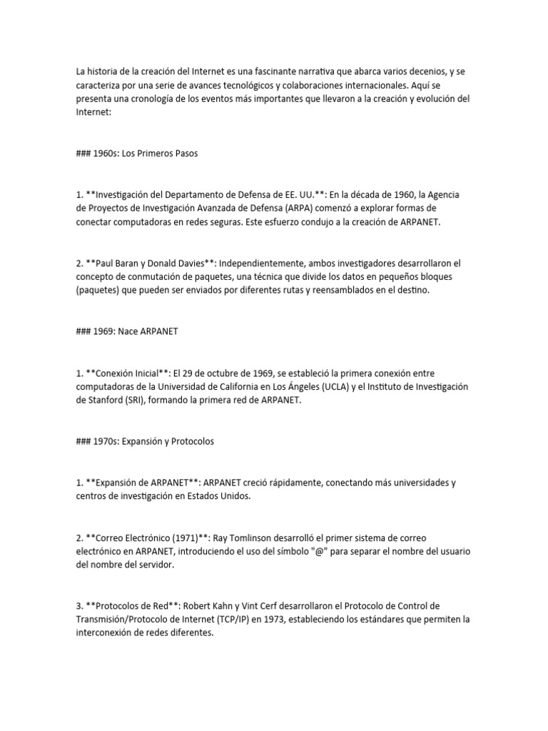 La Creacion Del Internet | PDF | Red mundial | Internet y web