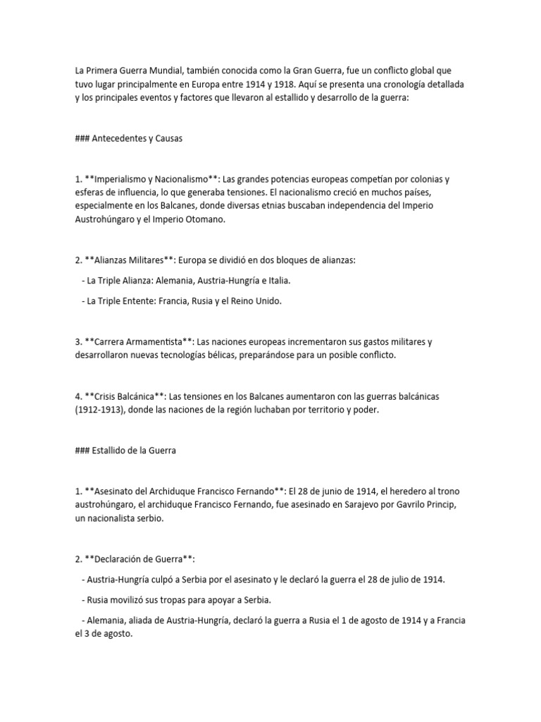 La Primera Guerra Mundial | PDF | Primera Guerra Mundial | Austria Hungría