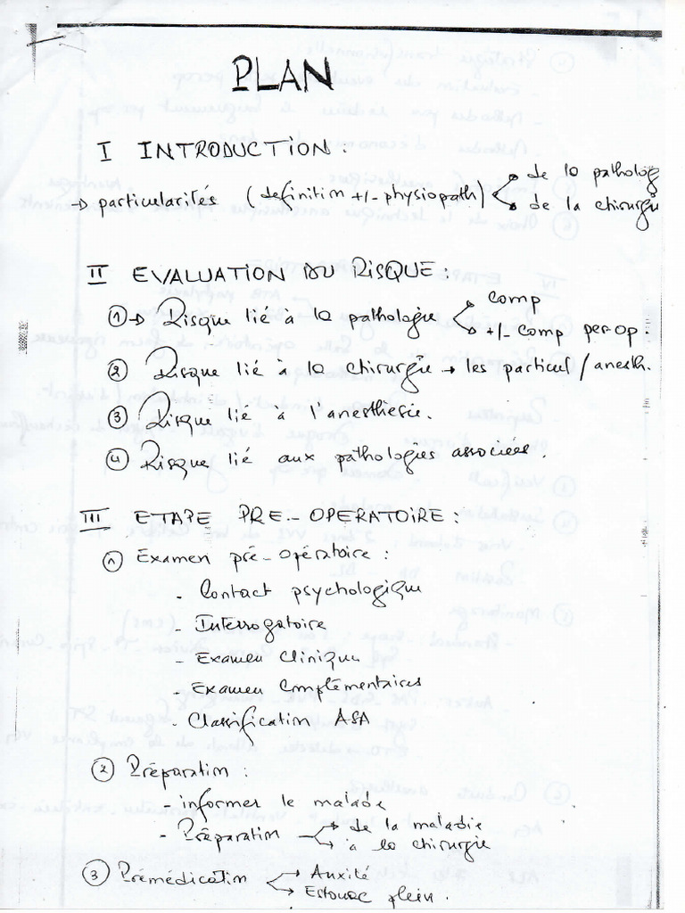 01 - Plan D'une Question D'anesthésie | PDF