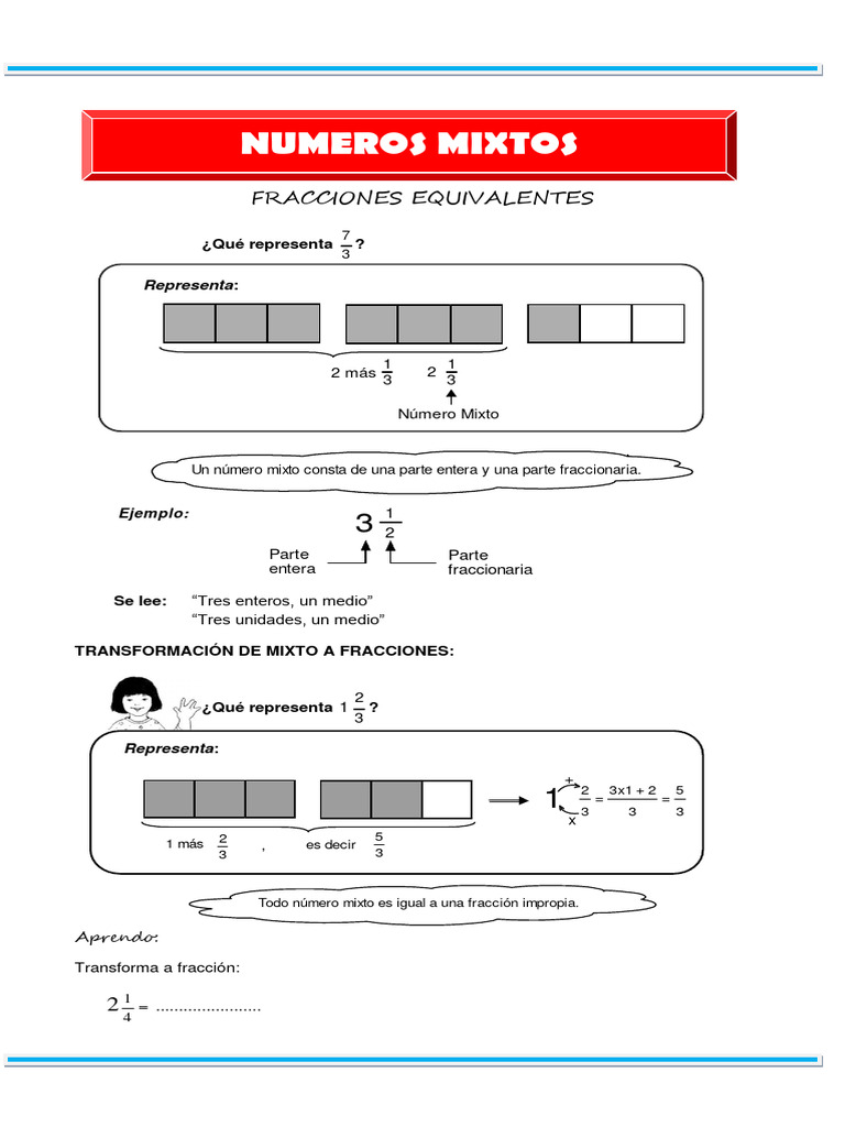 Numeros Mixtos | PDF | Matemática Elemental | Notación Matemática