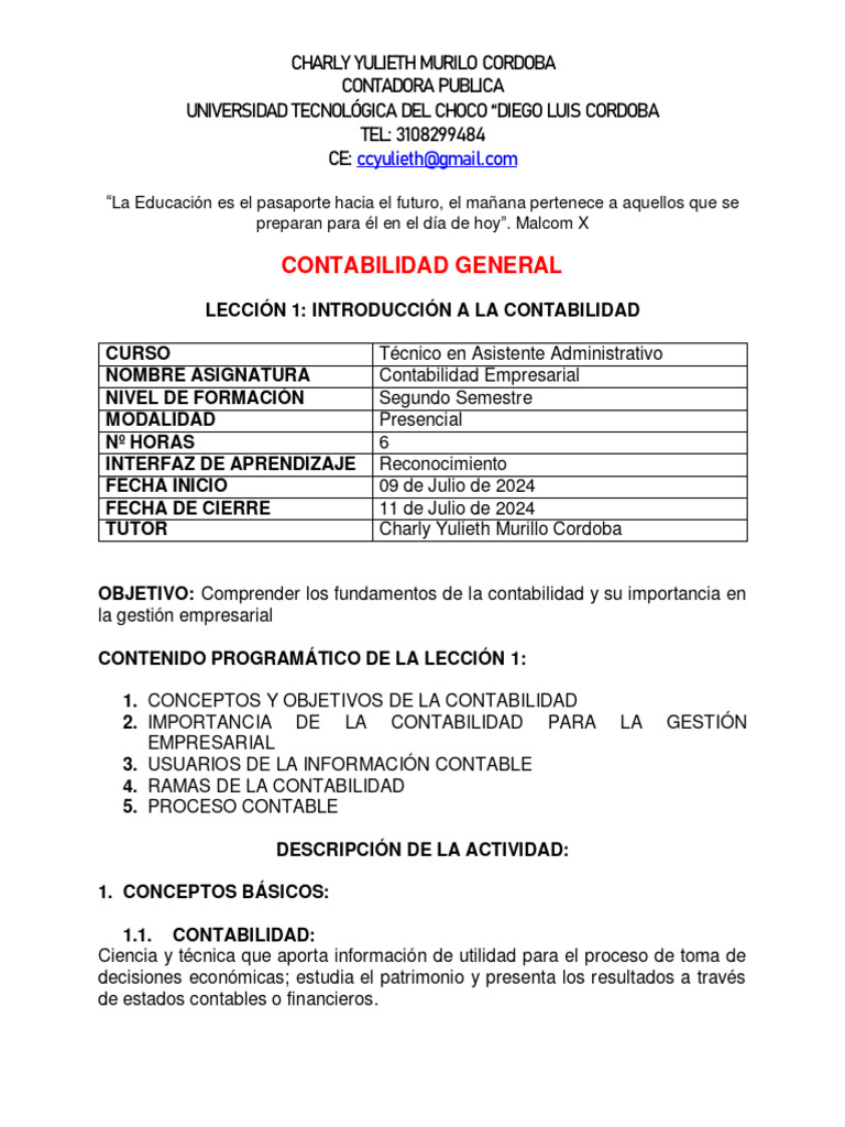 Unidad 1 - Contabilidad General | PDF | Contabilidad | Business