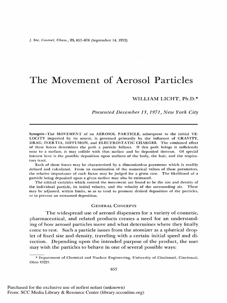 Movement Aerosol Particles | PDF | Aerosol | Brownian Motion