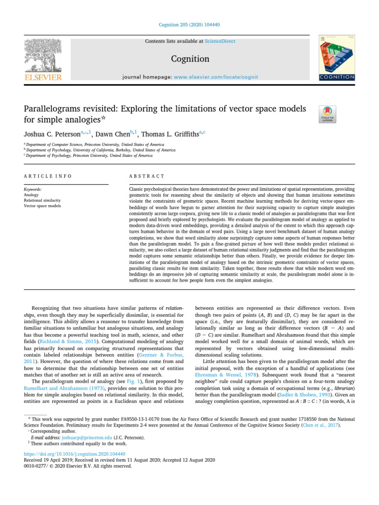 Peterson Parallelograms | PDF | Analogy | Cognitive Science