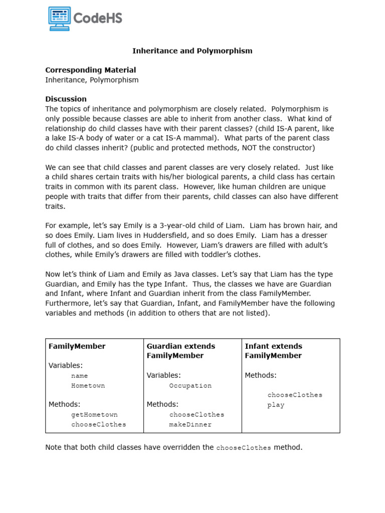 Renato Osses Carrizo - Worksheet - CodeHS - Inheritance and ... Renato Osses Carrizo - Worksheet - CodeHS - Inheritance and ...