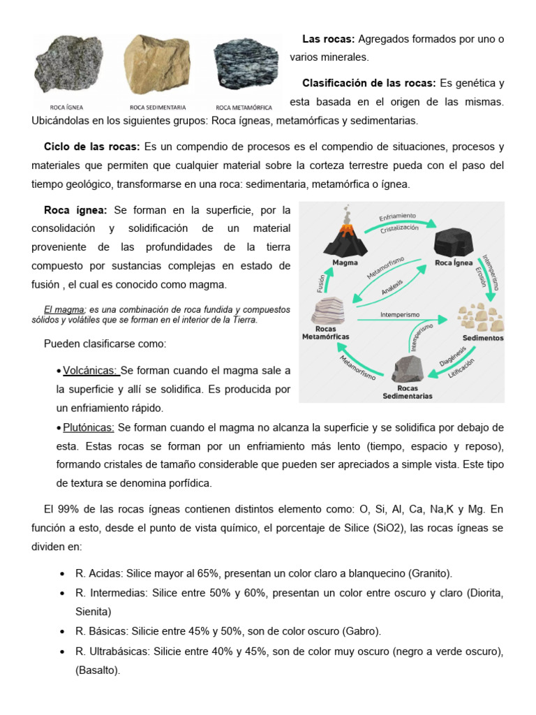 Clasificación y Ciclo de las Rocas | PDF | Roca (geología) | Roca ígnea