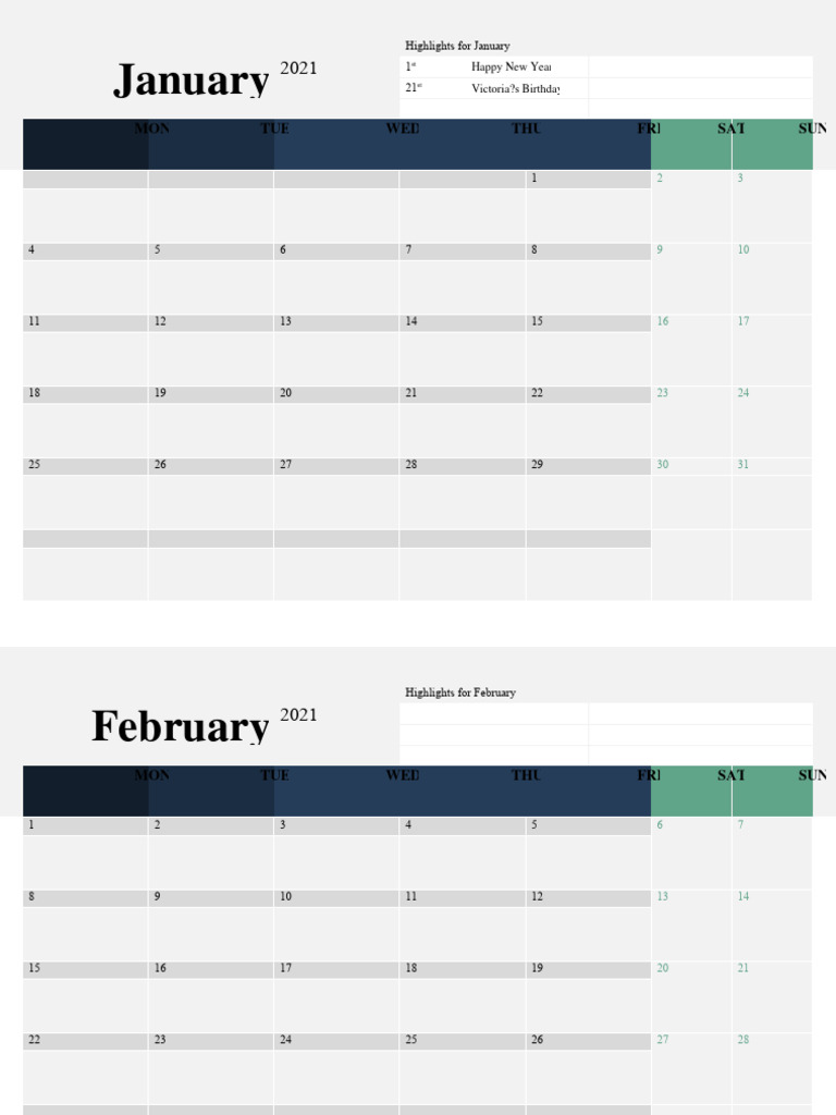 January: MON TUE WED THU FRI SAT SUN | PDF