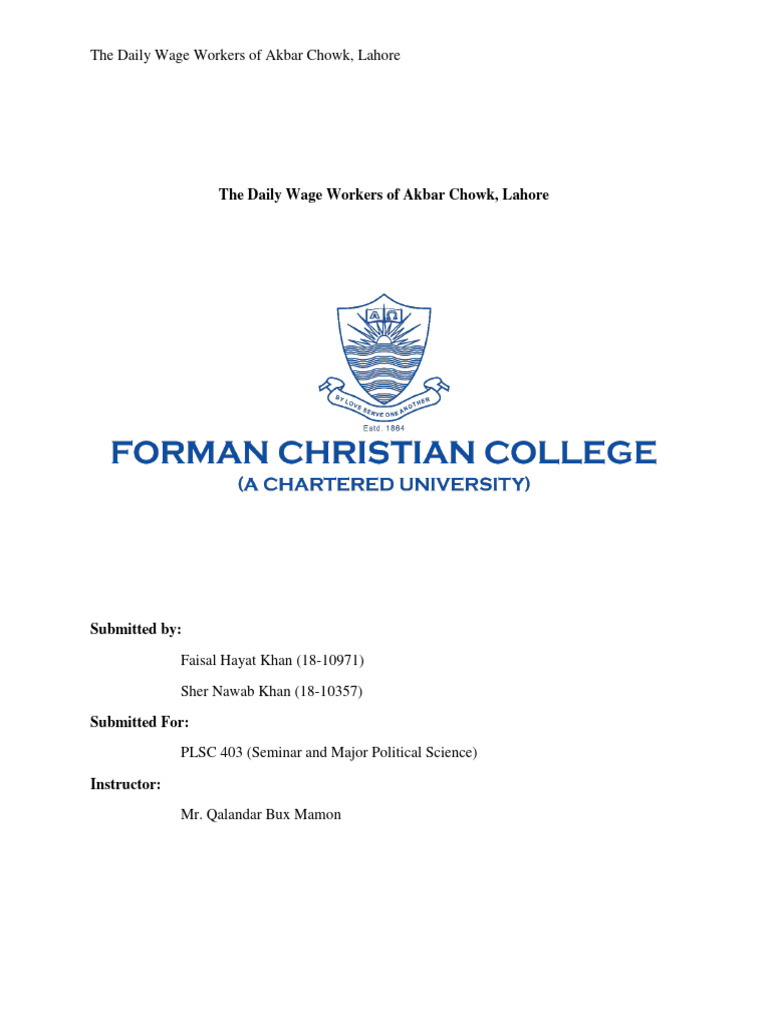 The Daily Wage Workers of Akbar Chowk Lahore- (Faisal Hayat & Sher ...