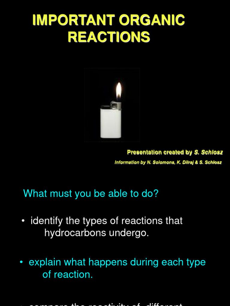 Grade 12 Organic Chemistry Types of Reactions Summary | PDF | Alkene ...