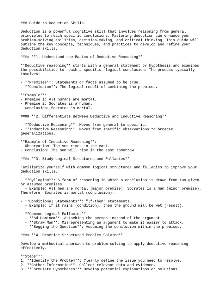 Guide To Deduction Skills | PDF | Deductive Reasoning | Reason