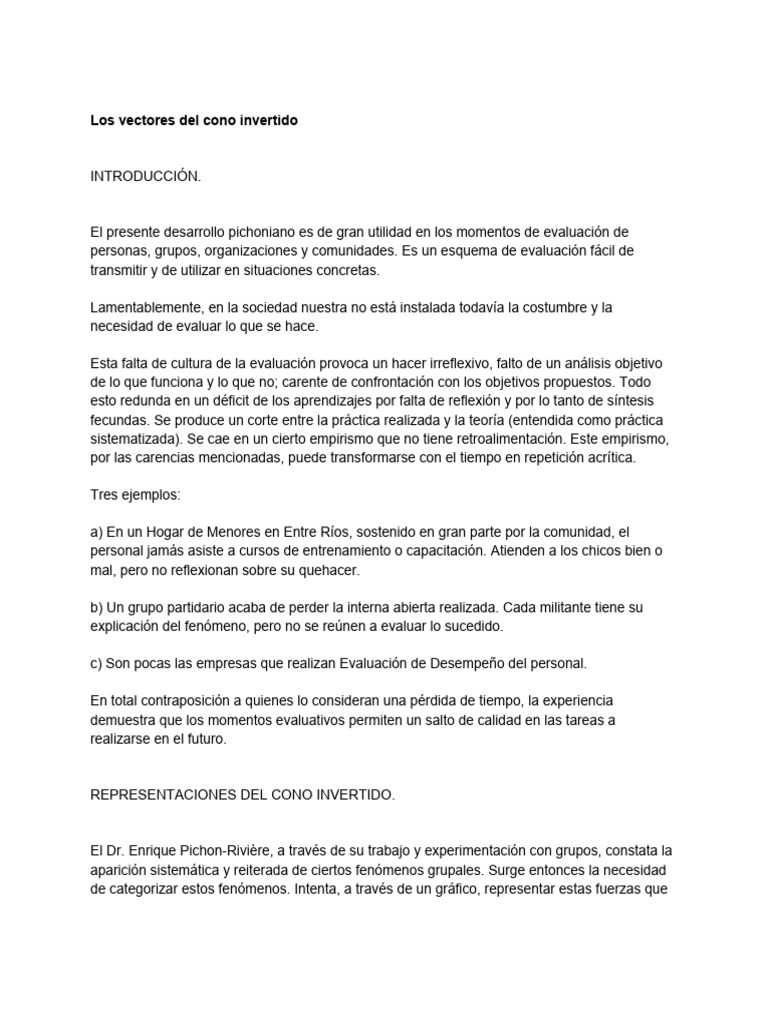 Los Vectores Del Cono Invertido | PDF | Comunicación | Evaluación