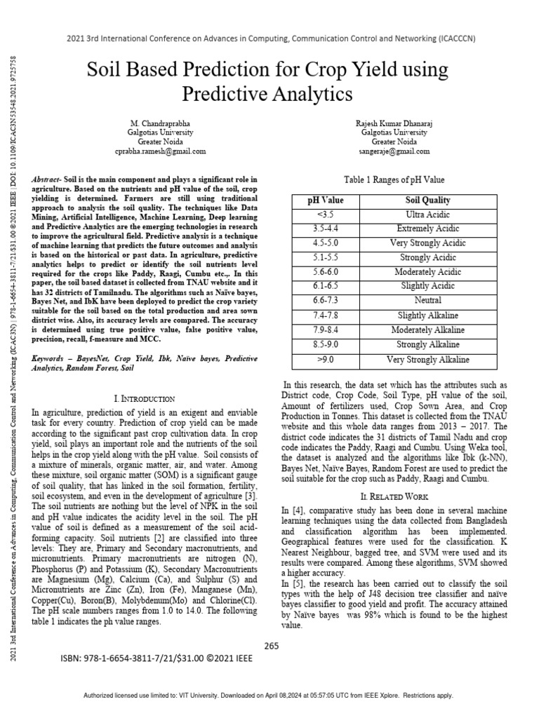 Soil_Based_Prediction_for_Crop_Yield_using_Predictive_Analytics | Download Free PDF | Bayesian ...