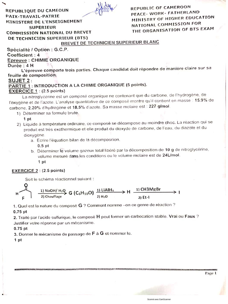 Chimie Organique Bts Blanc | PDF