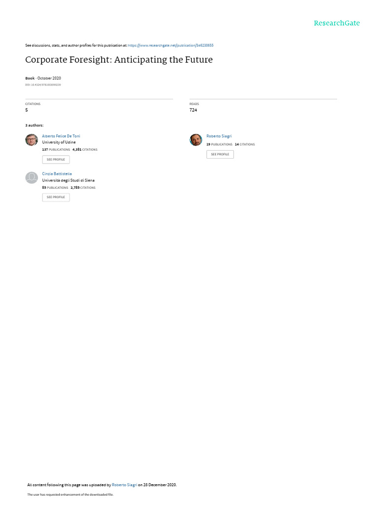 Corporate Foresight Anticipating The Future | PDF | Strategic Management | Knowledge