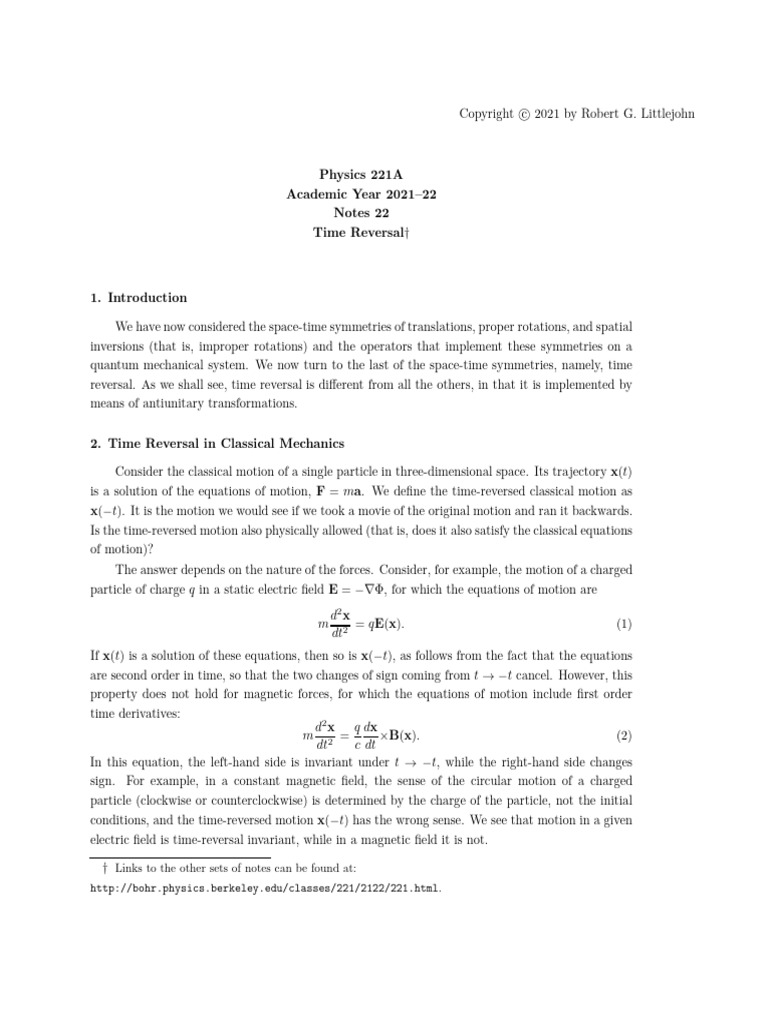 Timerev | PDF | Spin (Physics) | Wave Function