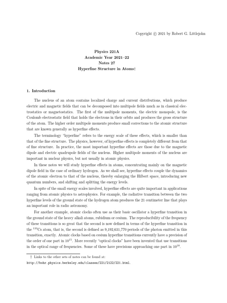 Hyperfine | PDF | Dipole | Electron