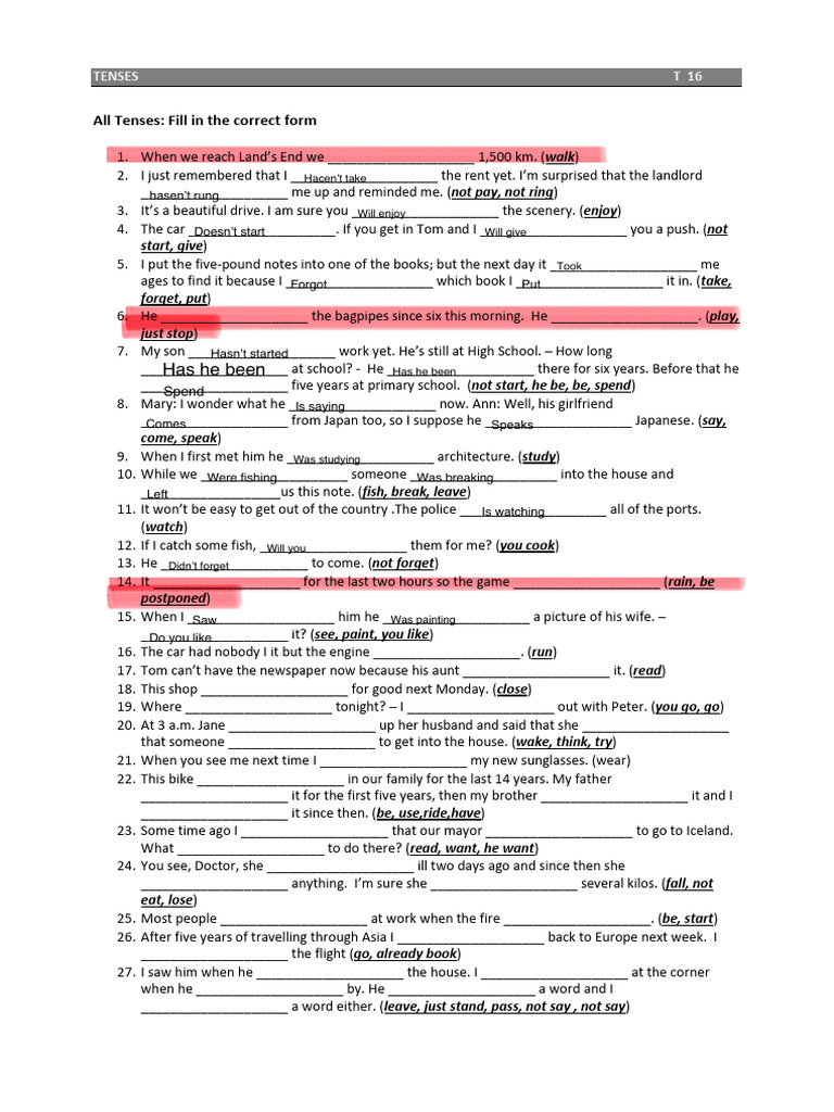 Mixed Verb Tenses 76 | PDF
