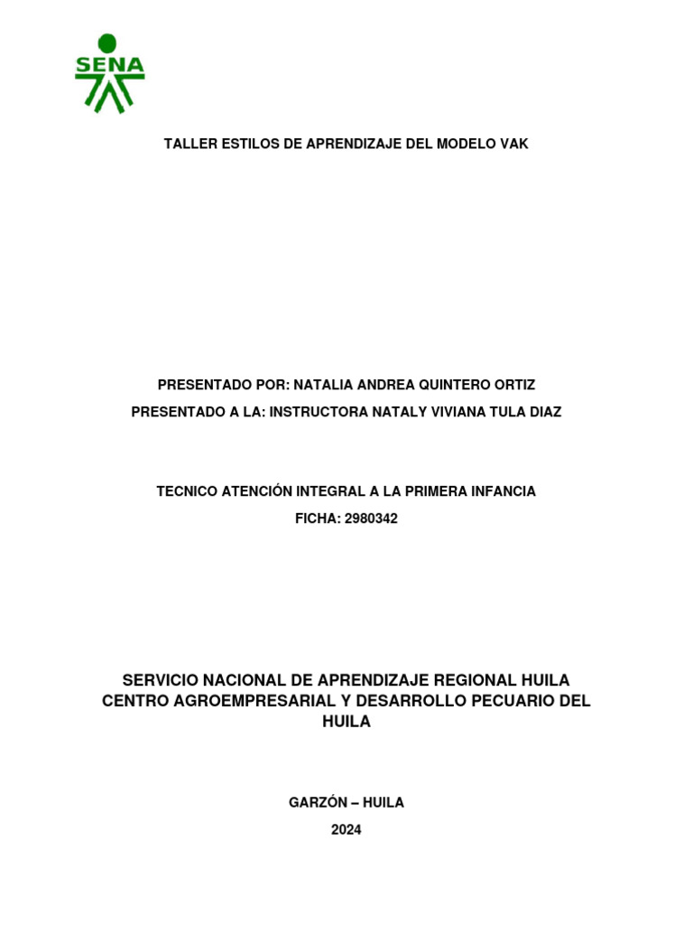 Modelo de aprendizaje vak | PDF | Aprendizaje | Aprendiendo estilos