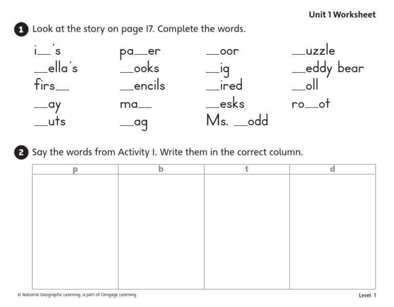 Owphonics1 U1 Worksheet | PDF