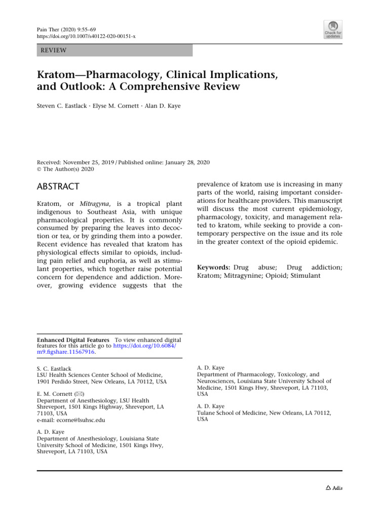 Kratom-Pharmacology, Clinical Implications, and Outlook - A Comprehensive Review | PDF | Opioid ...
