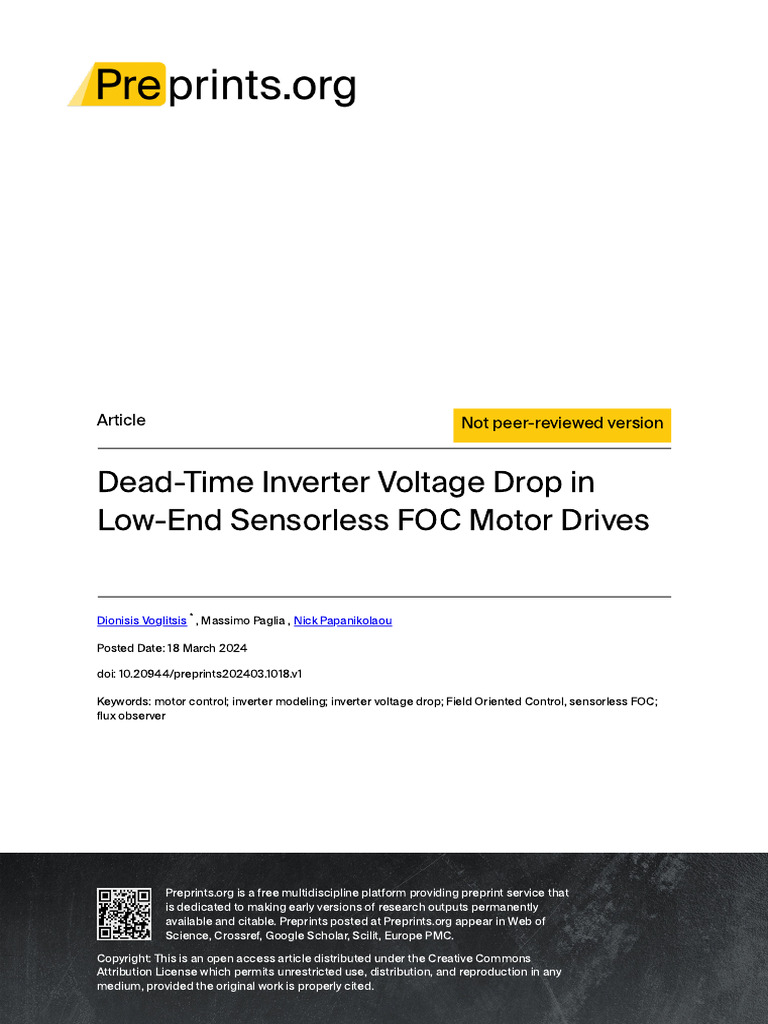 Dead-Time Inverter Voltage Drop in Low-End Sensorl | PDF | Power ...