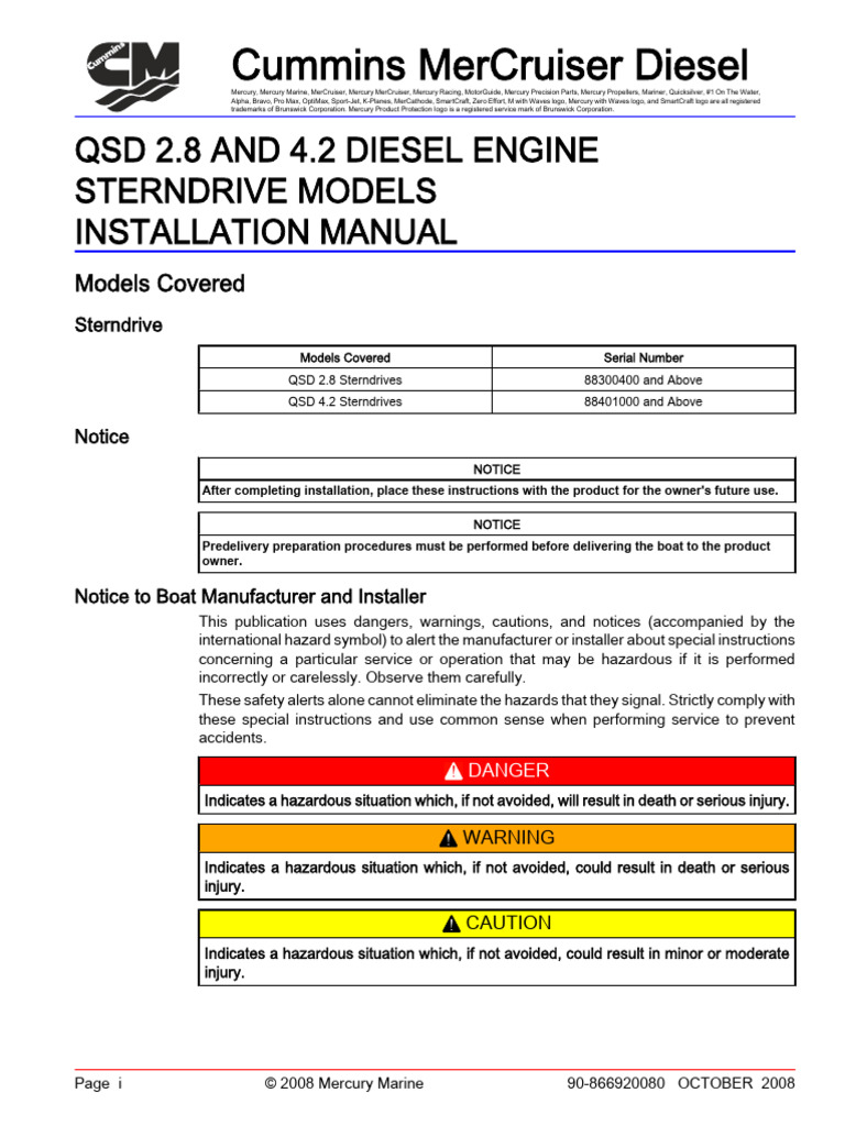 Cummins Mercruiser Diesel: QSD 2.8 and 4.2 Diesel Engine Sterndrive ...