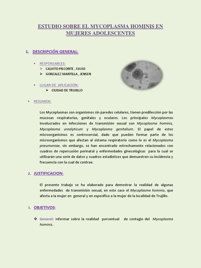 Incidencia de Mycoplasma Hominis en Adolescentes | PDF | Micoplasma ...