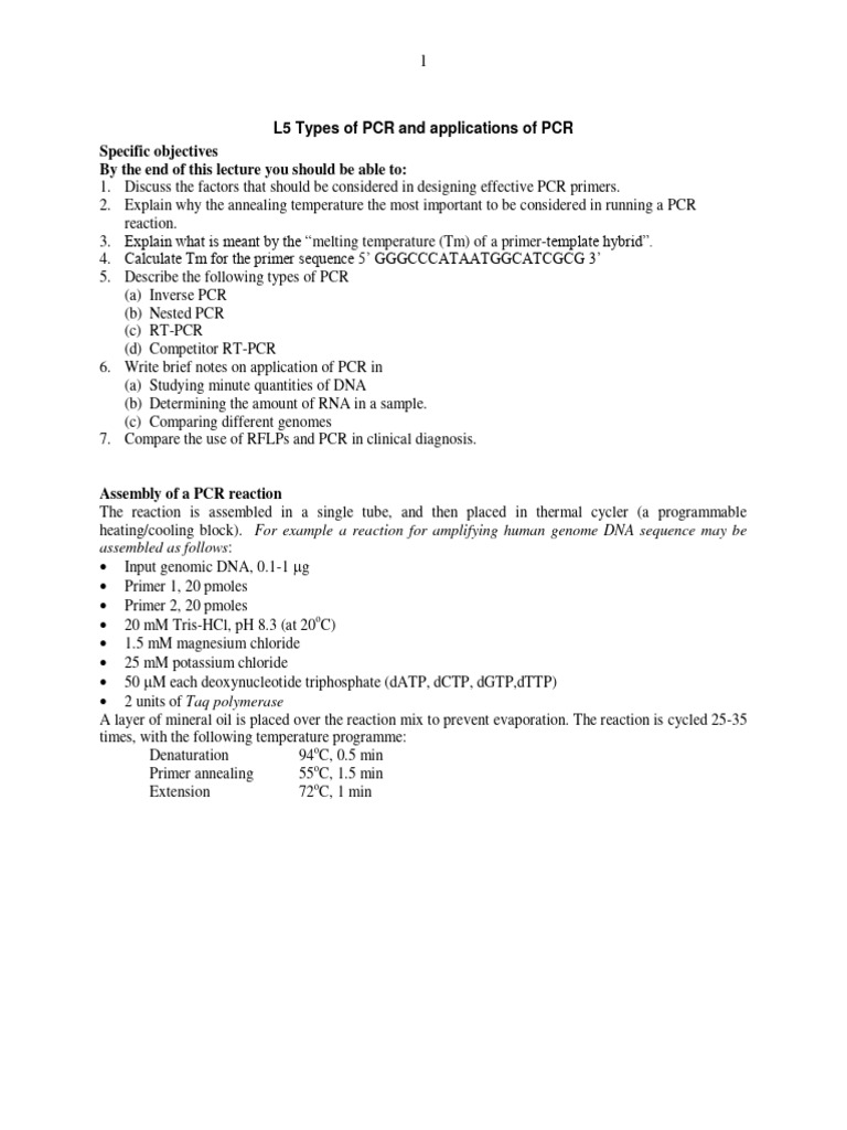 L5 PCR Types and PCR Applications | Download Free PDF | Polymerase ...