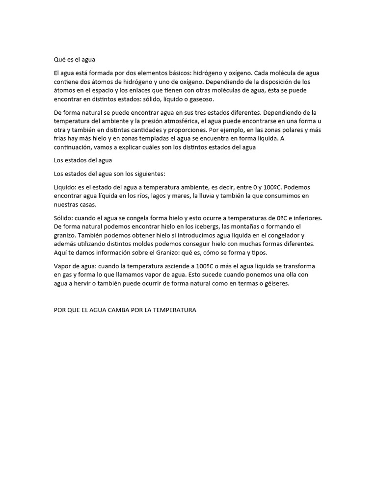 Texto Del Agua para 2 y 4 Grado | PDF | Agua | Propiedades del agua