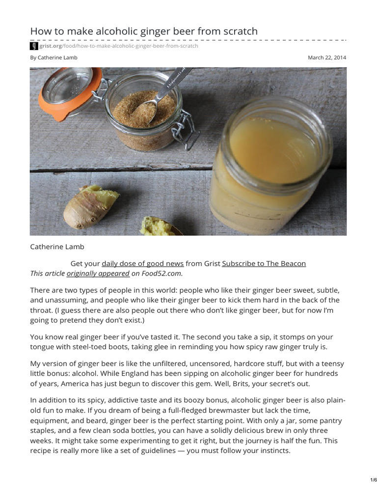 How To Make Alcoholic Ginger Beer From Scratch | PDF | Beer | Soft Drink