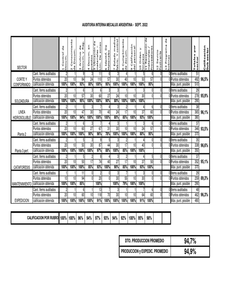 Resultados AUDITORIA INTERNA 2022-09 | PDF