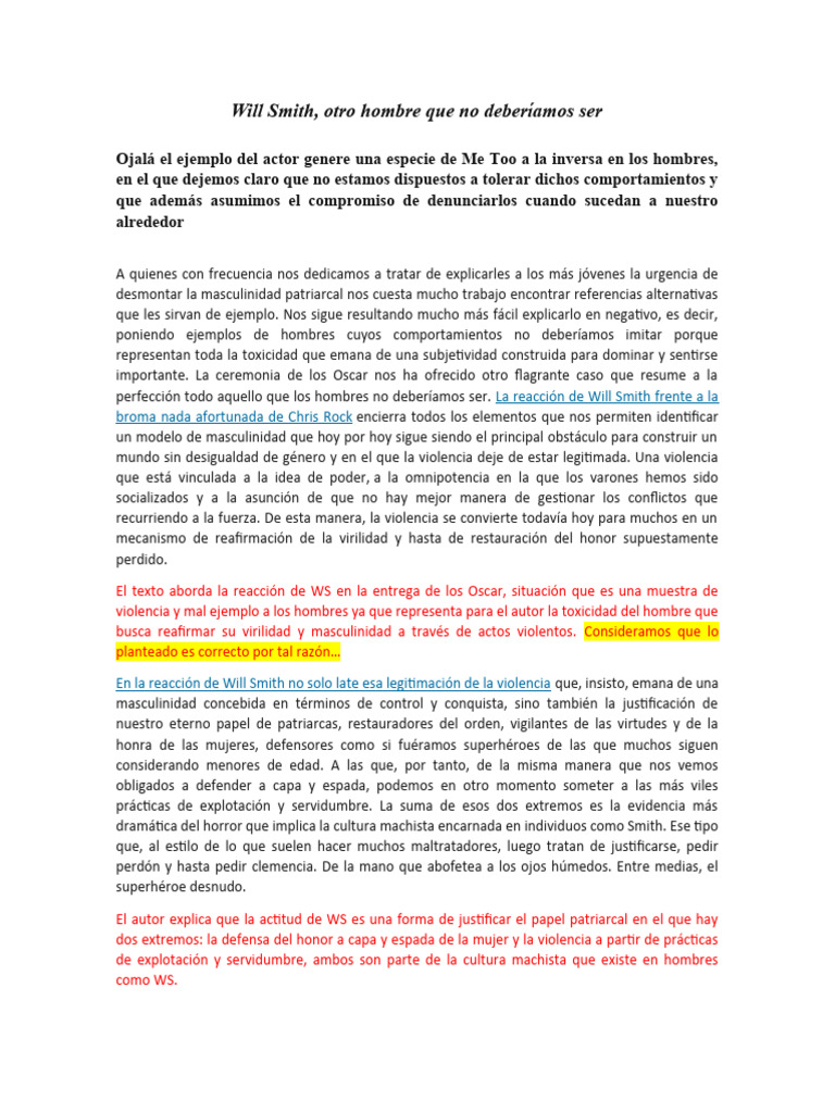 Will Smith | PDF | Masculinidad | Violencia