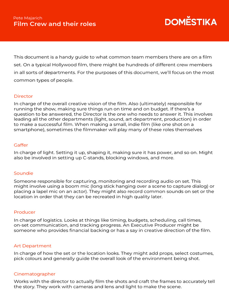 U4_01_Filming Crew and their Roles | PDF