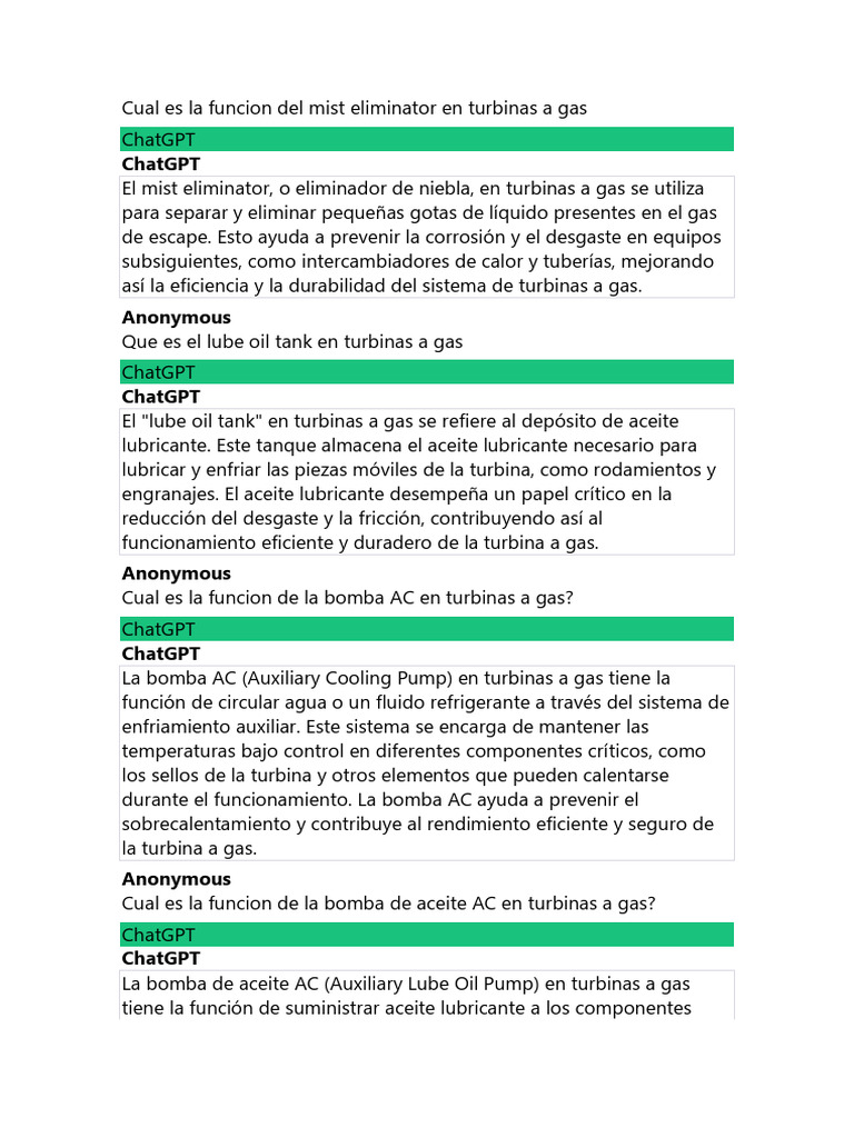 Turbina A Gas Components | PDF | Generador eléctrico | Turbina