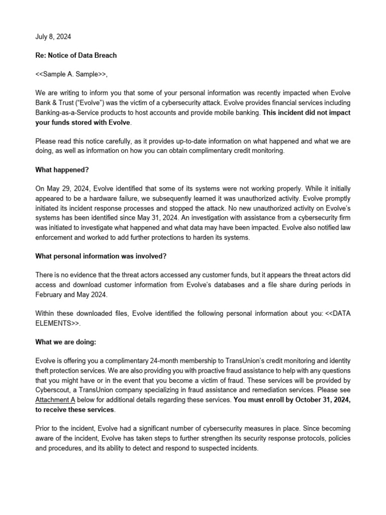 U.S. Individual Notice Template (07 08 24) | PDF | Computer Security ...