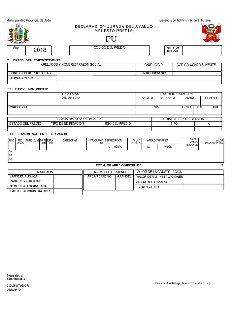 formulario_PU | Descargar gratis PDF | Impuestos | Finanzas del gobierno