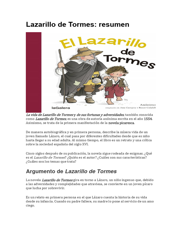 Lazarillo de Tormes 3º Ano | PDF | Novelas