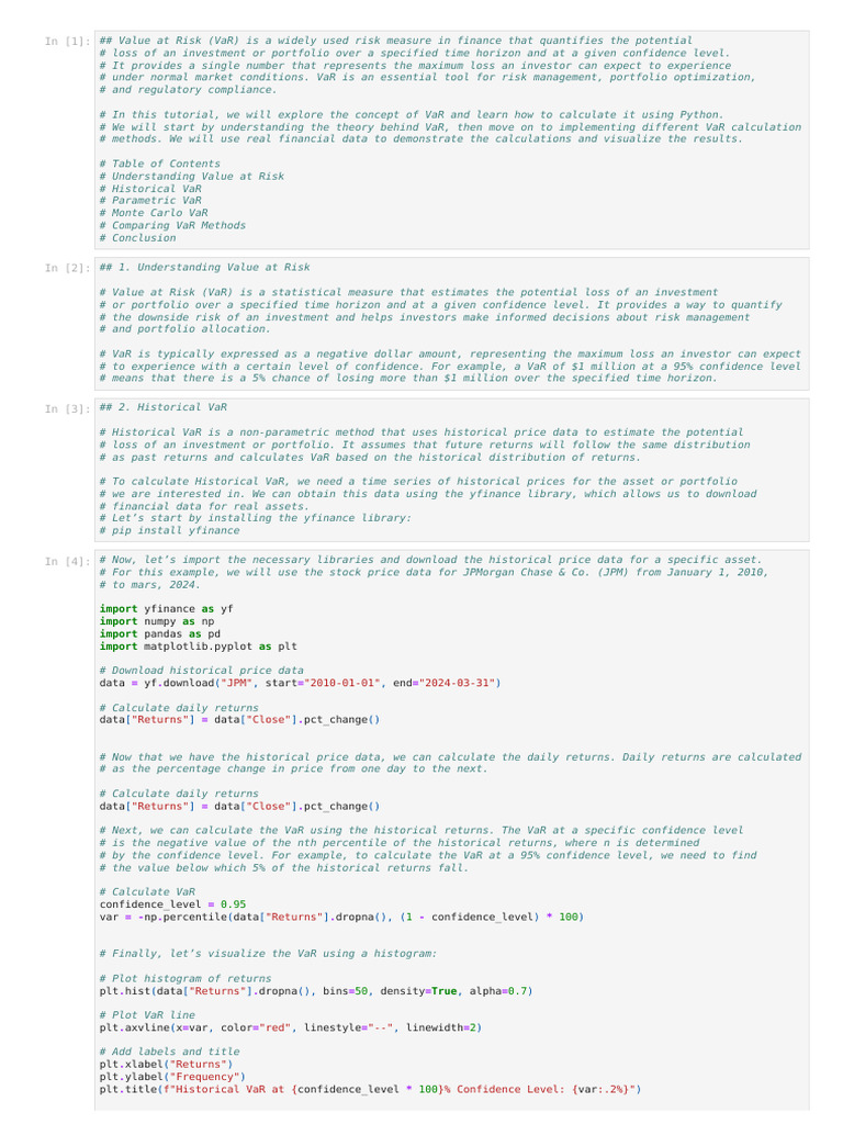 Comprehensive Guide To Value at Risk VaR Calculation 1712098913 | PDF ...