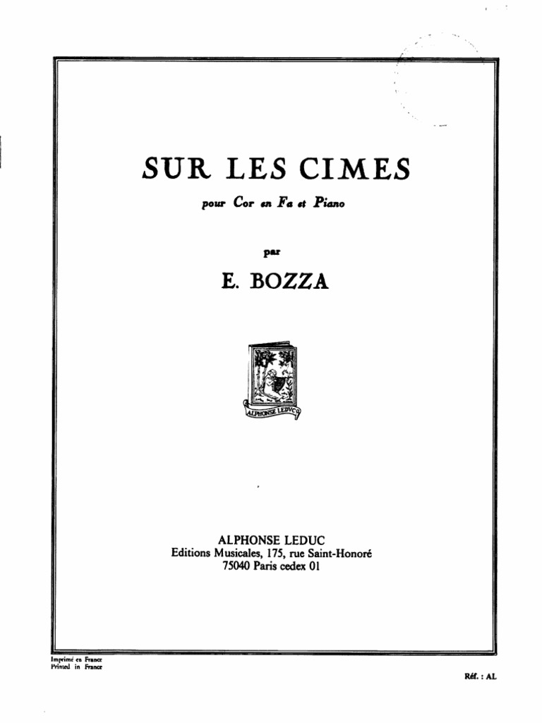 Eugene Bozza - Sur Les Cimes (For Horn and Piano) | PDF