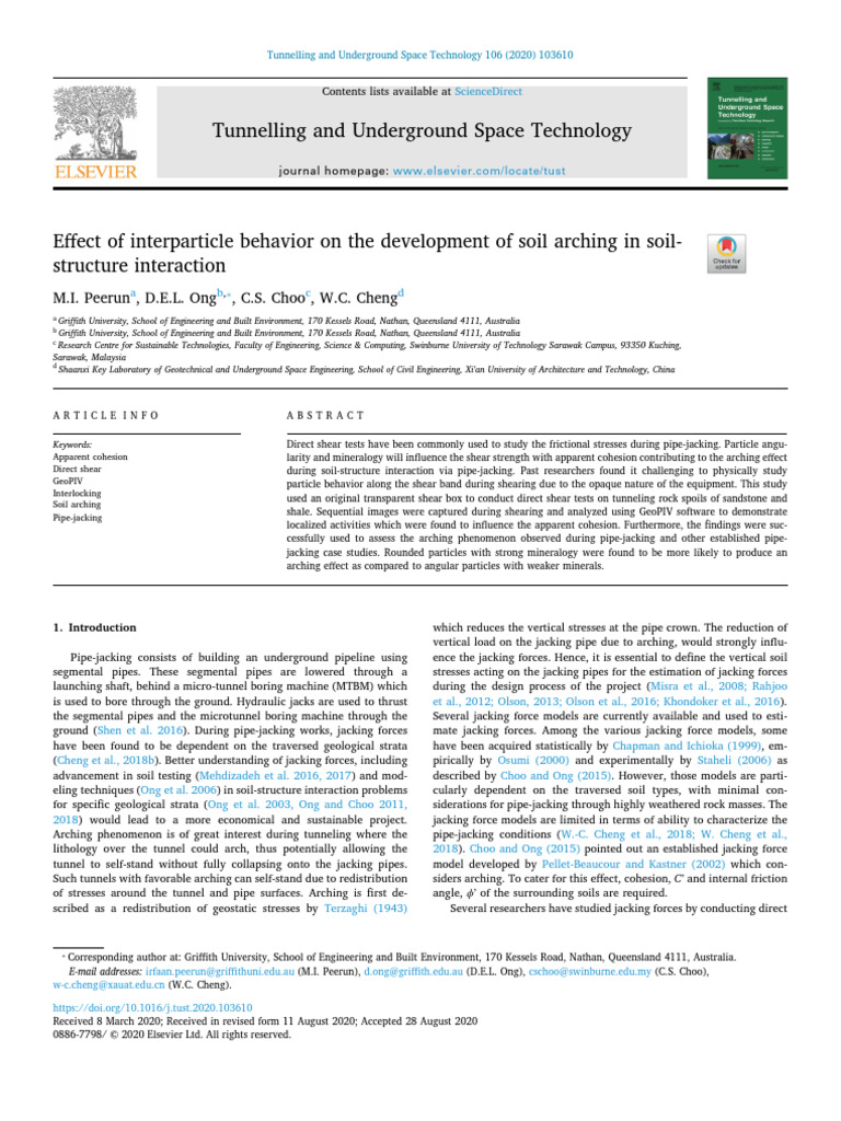 Effect of Interparticle Behavior On The Development of Soil Arching in ...