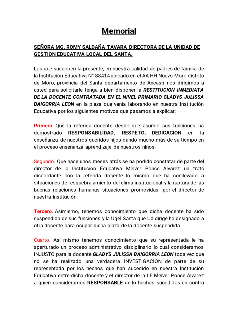 Memorial | PDF | Aprendizaje